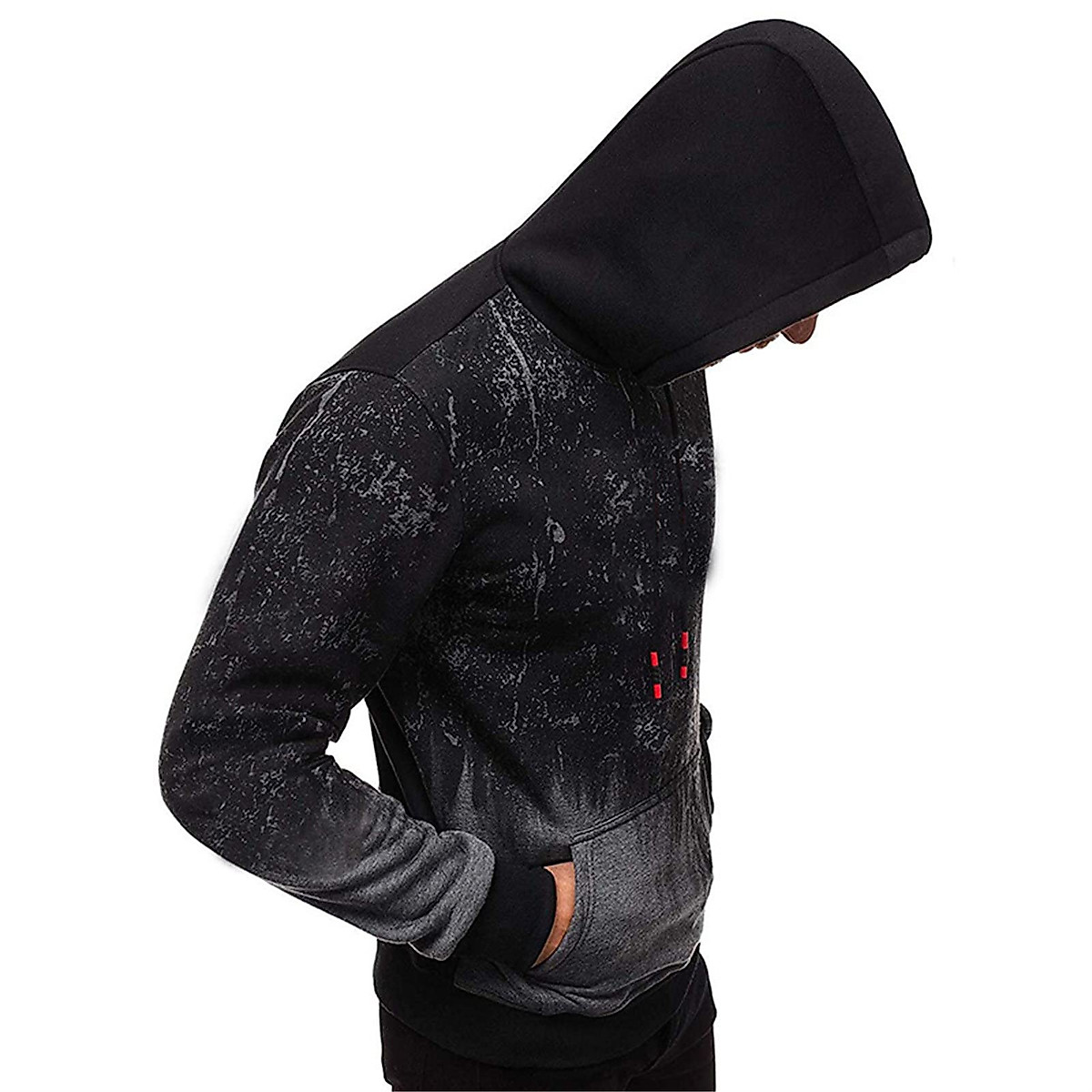 Maiyifu-GJ Pullover Long Sleeve Hoodies for Men Printed Slim Fit Gym Hooded Sweatshirt Casual Sports Hoodie With Kanga Pocket (Dark Grey,Large)