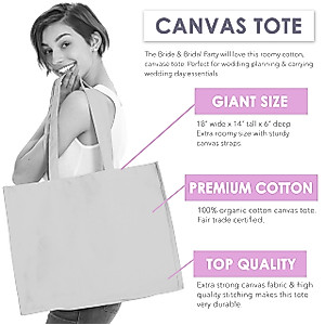 Gift Bag for Bride - Crystal Rhinestone The Mrs. Est. 2025 Rhinestone Modern Canvas Tote Bag - Bridal Shower Gifts - White Tote(Mod 2025 RS) Wht