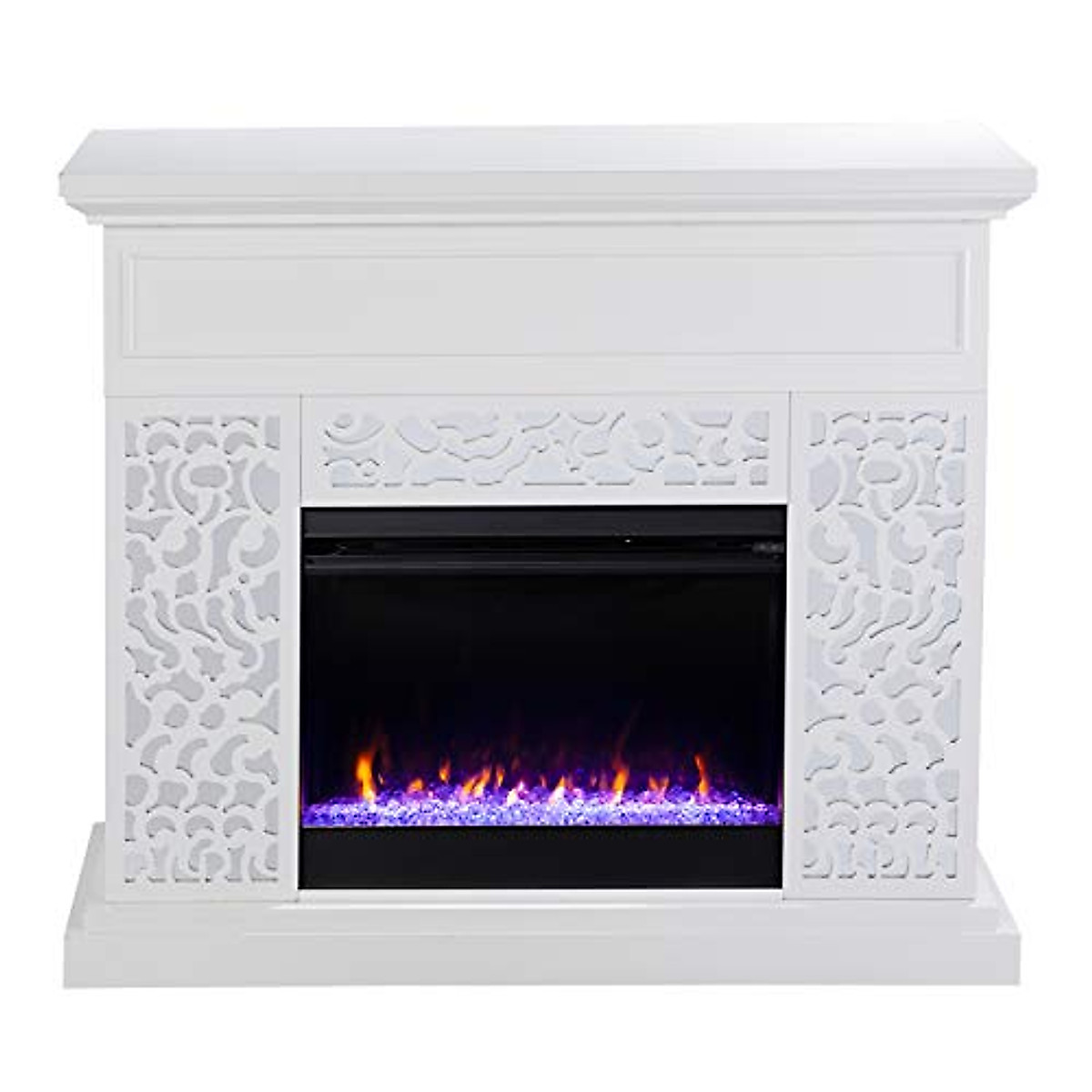 SEI Furniture Wansford Color Changing Fireplace, White/Mirror