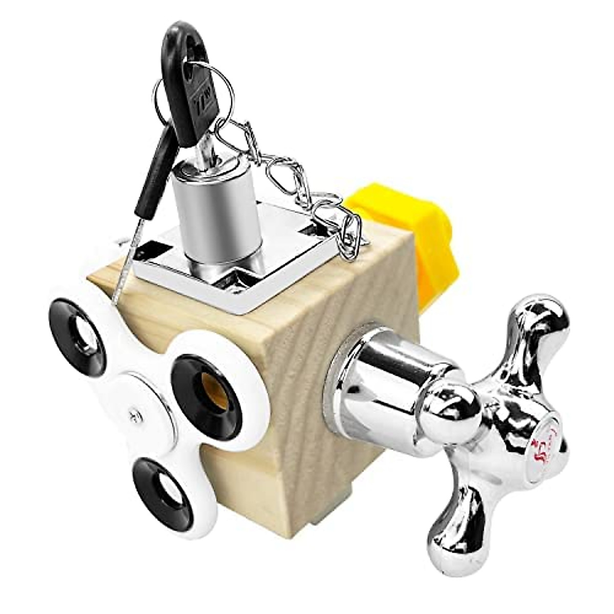 Celarlo Fidget Busy Cube for Kids, Sensory Busy Board Travel Toy for Toddlers, Wooden Montessori Educational Learning Toys Gift for Children Kids