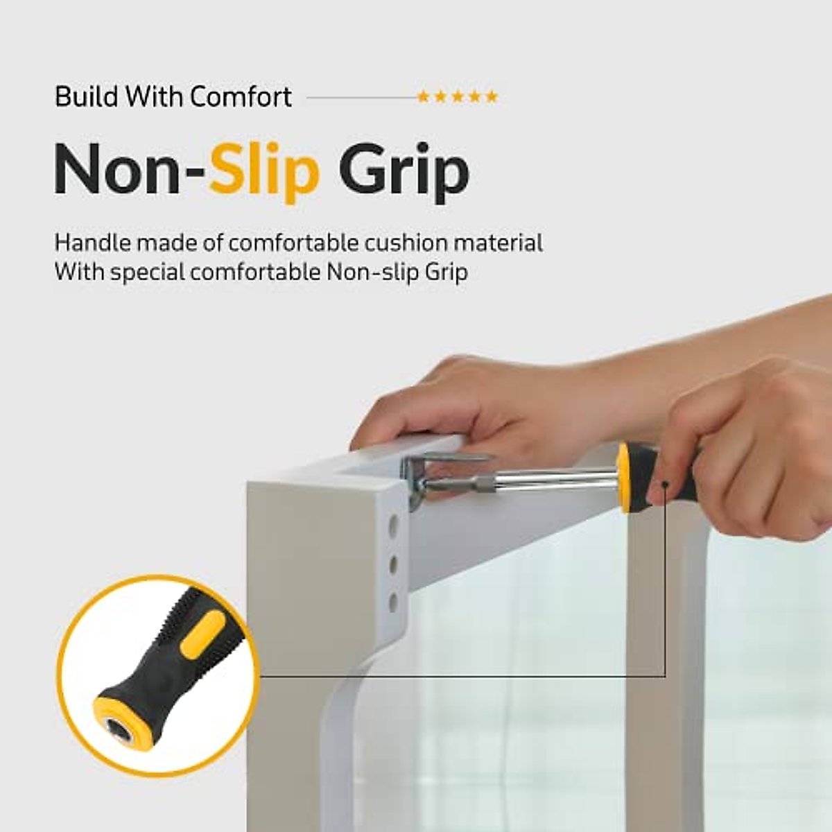 6 in 1 Screwdriver set with Comfortable Non-Slip Grip, Multi-tool Screw Driver Bit Set multipurpose, All in 1 Nut Driver with Phillips/Slotted Super Quality Steel Bits, with Built-in bit holder