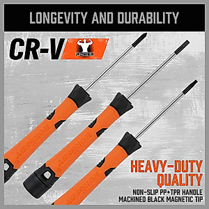 HORUSDY Precision Screwdriver Set | 12-Piece | Phillips | Slotted | Torx Star | Non-Slip Grip | Magnetic Small Screwdriver Set for Computer, Laptop, Eyeglass, Watch, Laptop, Phone