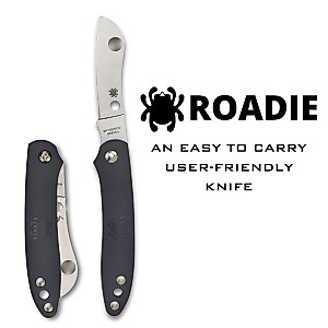 Spyderco Roadie Non-Locking Lightweight Knife with 2.09" N690Co Stainless Steel Blade and Durable Gray FRN Handle - PlainEdge - C189PGY