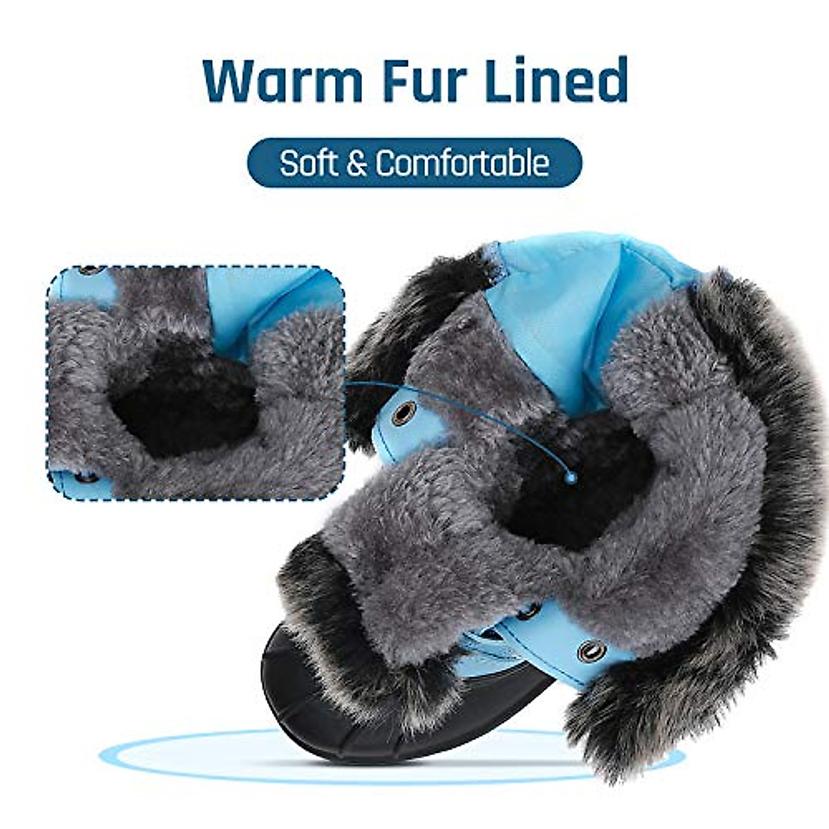 Mishansha Boys Girls Winter Snow Boots Outdoor Cold Weather Anti-Slip Kids Mid-Top Warm Boots Skiing Walking Sky Blue little kid 2