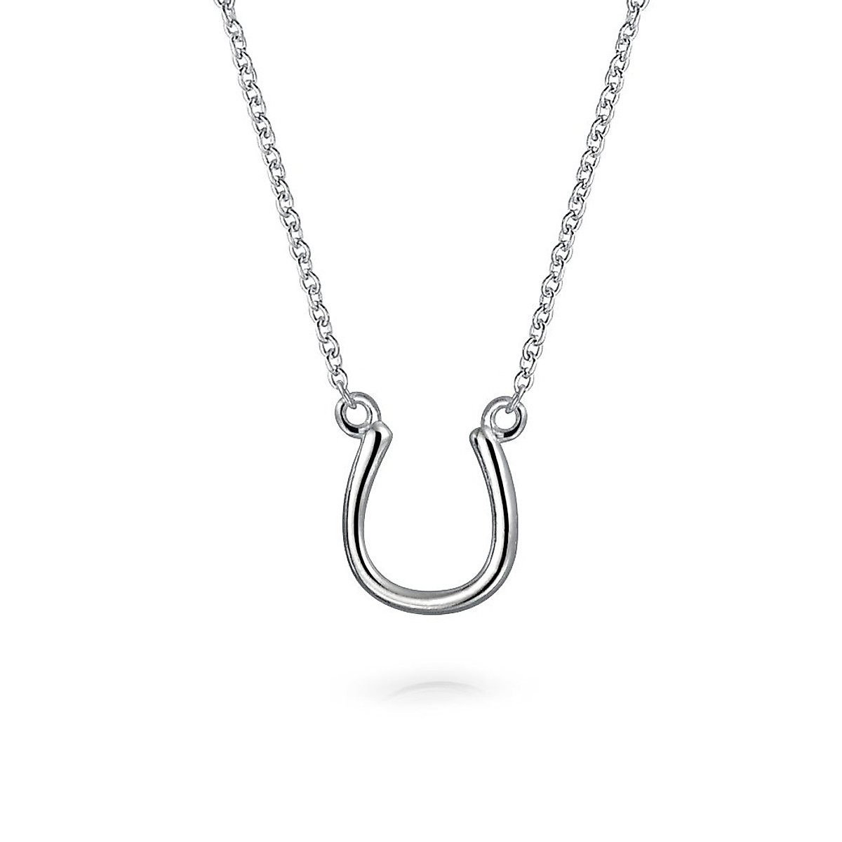 Personalized Engrave Layering Four Leaf Clover Shamrock Irish Lucky Horseshoe Pendant Necklace Western Jewelry For Women Teens .925 Sterling Silver Custom Engraved