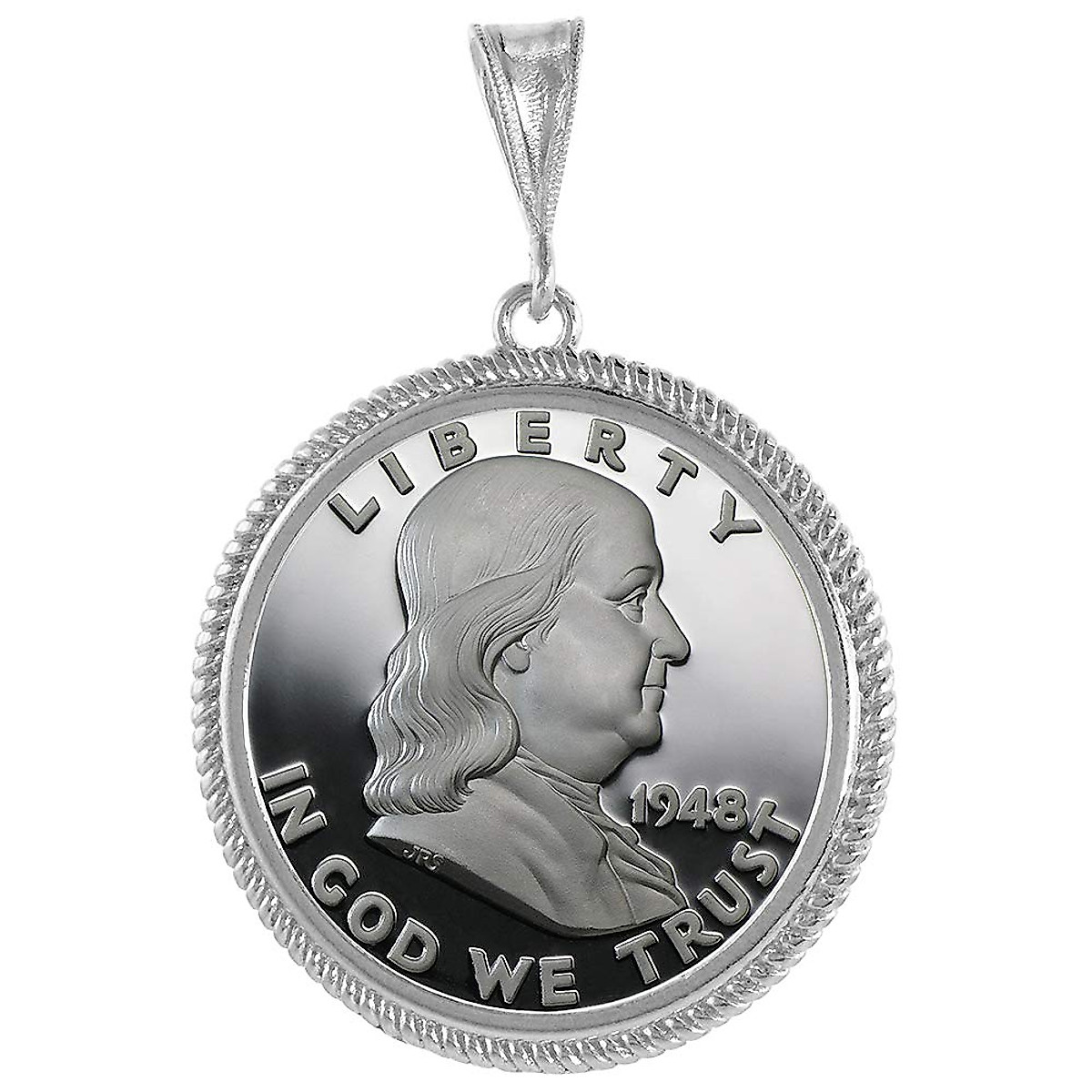 Sterling Silver Rope Wire Half Dollar Bezel 30 mm Coins Prong Back for all 50 Cent Coins Coin NOT Included