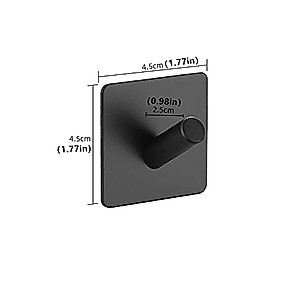 Adhesive Hooks, Heavy Duty Wall Hooks Towel Hooks Wall Hangers Waterproof Stainless Steel Sticky Hooks No Drill Door Hook, Stick on The Wall, Door, Bathroom, Kitchen, Office-4 Packs (V Black)