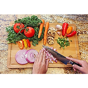 Extra Large Organic Bamboo Cutting Board for Kitchen - Wood Butcher Block - Wood Cutting Board with Juice Groove - Kitchen Chopping Board for Meat, Cheese and Vegetables, 18 x 12” - Pristine Bamboo