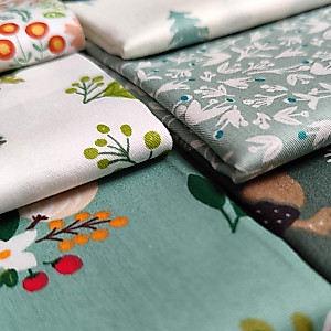 Qililandiy 7 Pcs Green Floral Fat Quarters Fabric Bundles Quilting Fabric Bundle Patchwork for Sewing Quilting and Crafting (18x22 inch)