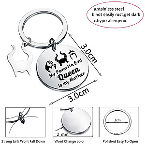 TGBJE Villains Evil Queen Gift My Favorite Evil Queen is my Mother Keychain Villains Gift Witches Gift Movie Inspired Gift (evil queen kc)