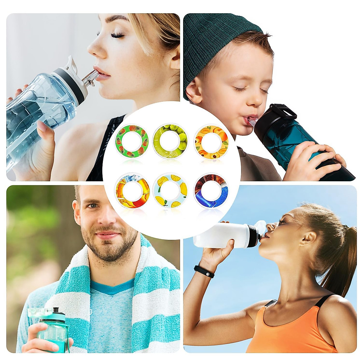 MANMANTAO 7Pcs Water Bottle with Flavor Pods, Fruit Fragrance Pods Water Bottle, Scent Water Cup, Sports Water Cup Suitable for Gym and Outdoor Gift