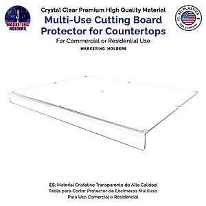 Clear Acrylic Cutting Board 24" x 18" with 1 Inch Lip Countertop Charcuterie Chopping Block and Several Rubber Bumpers by Marketing Holders