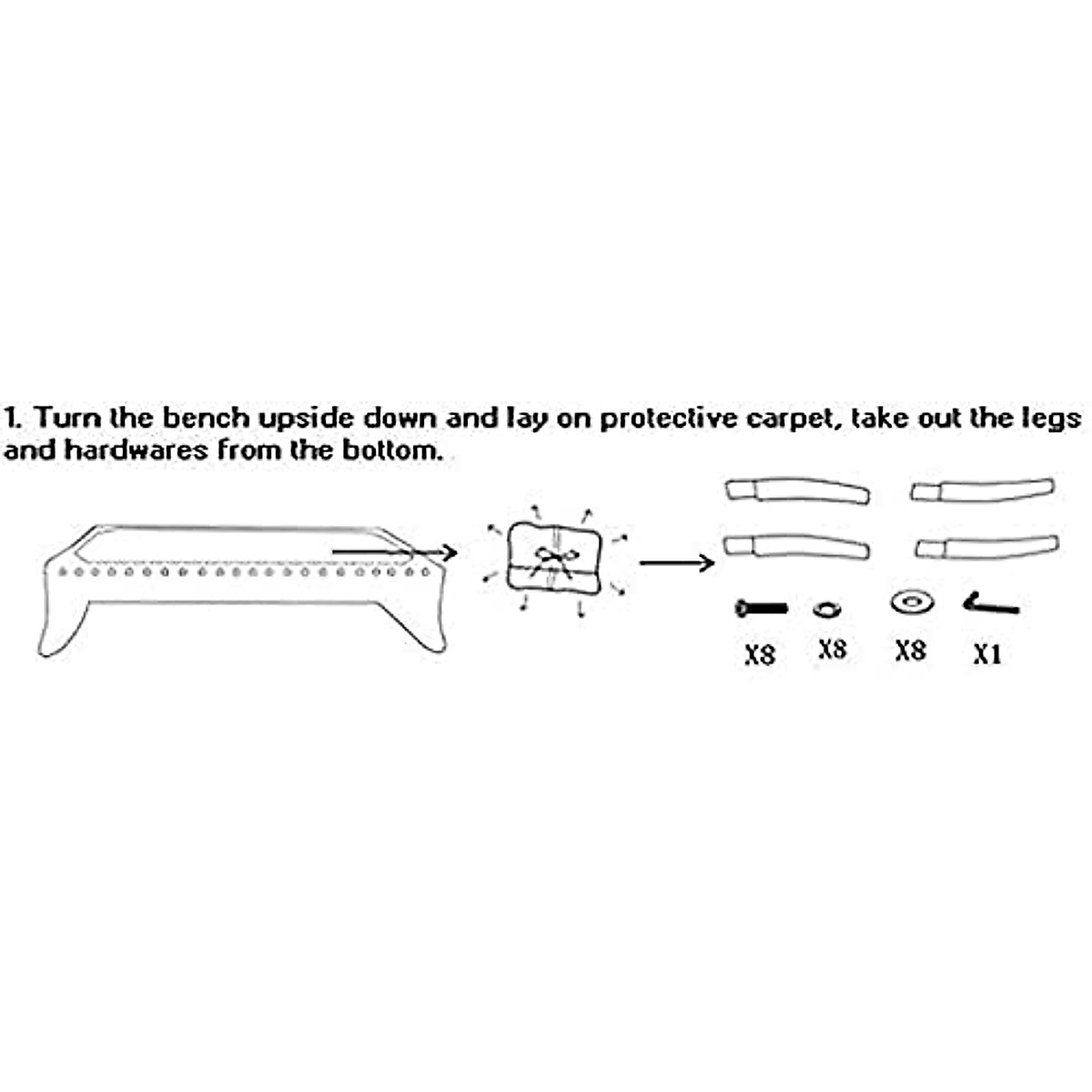 Madison Park Welburn Bedroom Solid Wood Polyester Fabric Seating Modern Style, 49.5"W x 19.25"D x 23"H, Cream