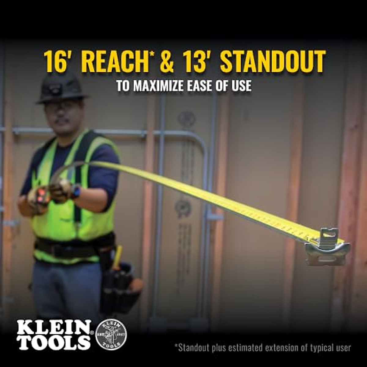 Klein Tools 9225 Tape Measure, Heavy-Duty Measuring Tape with 25-Foot Double-Hook Double-Sided Nylon Reinforced Blade, with Metal Belt Clip