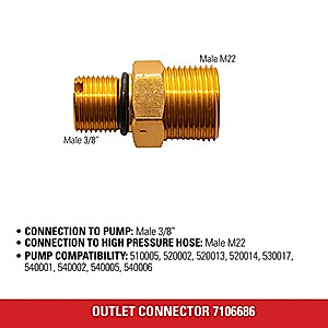 Simpson Cleaning 7106686 Outlet Connector for Gas Powered Pressure Washer Pumps, Gold
