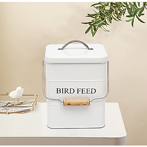 Morezi Bird Seed and Feed Storage tin with lid Included - White-Coated Carbon Steel - Tight Fitting lids - Storage Canister tins - White
