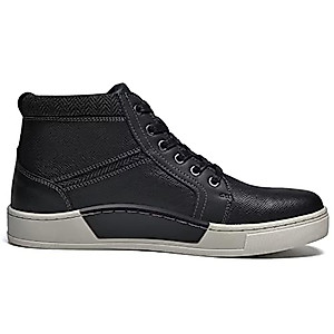 Athletic Shoe, Genuine Leather Casual Walking Sneaker Shoes Mid-Top Black 10.5