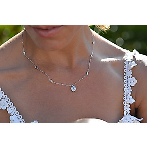 Sterling Silver Waterdrop Pear Shape Pendant Droplet Necklace