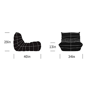 Fireside Chair, Mid Century Floor Sofa, Soft Floor Lounge Chair Lazy Sofa Accent Chair for Living Room Bedroom Salon Office (Suede, Antique White)