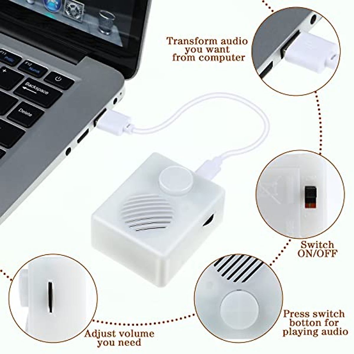 16M Sound Box for Stuffed Animals, 960 Seconds Push Button Sound Box for St Patrick's Day Voice Gifts, Craft, Toy Doll Inflatables, USB Voice Playing Button Device for Baby Audio Message Bear Doll