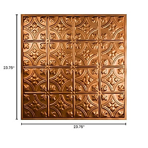 Great Lakes Tin Hamilton Copper 2ft x 2ft Lay in Ceiling Tiles - Perfect for DIY and Home Renovation Projects - Easy to Install (5 Pack)