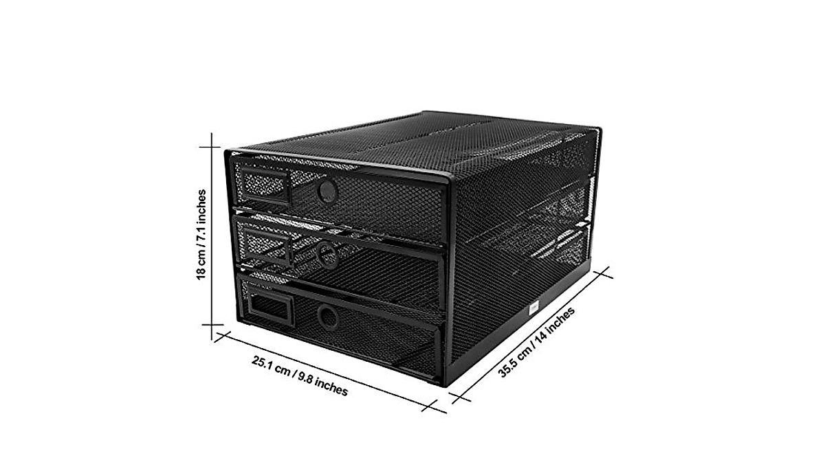 Exerz 3 Drawer Wire Mesh Desk Organizer for A4 Documents