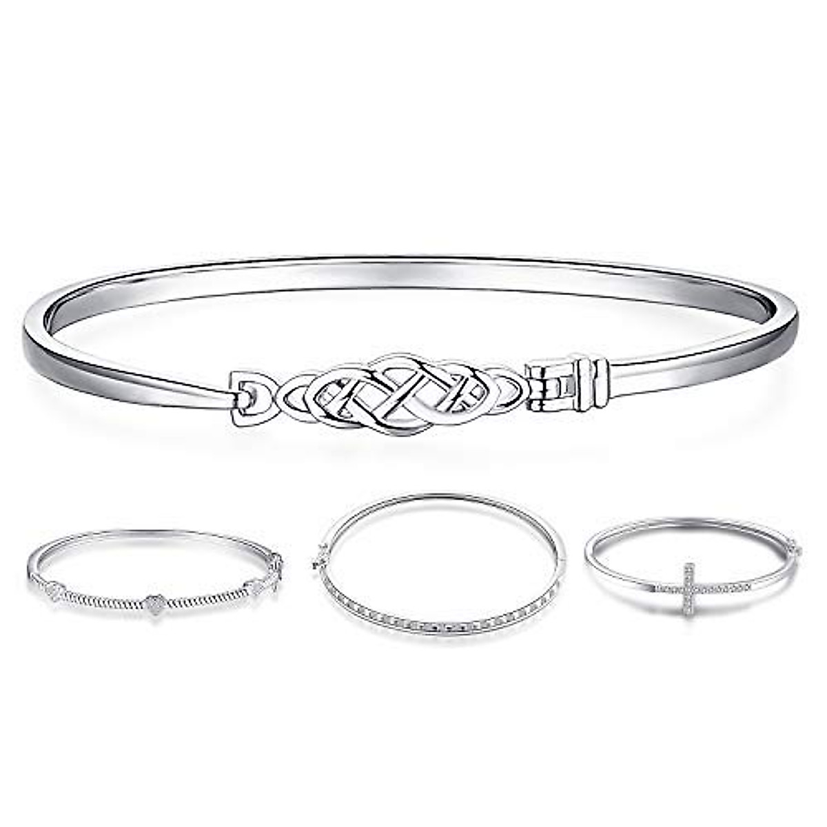 JewelryPalace Irish Celtic Love Knot Bracelet, 14k Gold Plated 925 Sterling Silver Bracelets for Women, Promise Love Bangles Bracelets for Women, Friendship Bracelets, Women's Bangle Bracelets