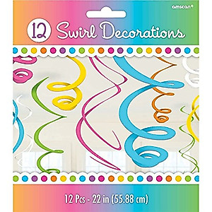 Multicolor Plastic Swirl Decorations - 22", 12 Pcs