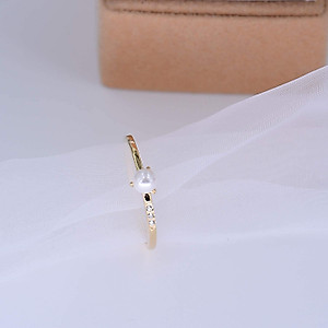 BLOSSOM & HUE Mini Pearl Ring [ CZ Accent ] - 18K Gold Vermeil - Size 7 - Minimalist Band