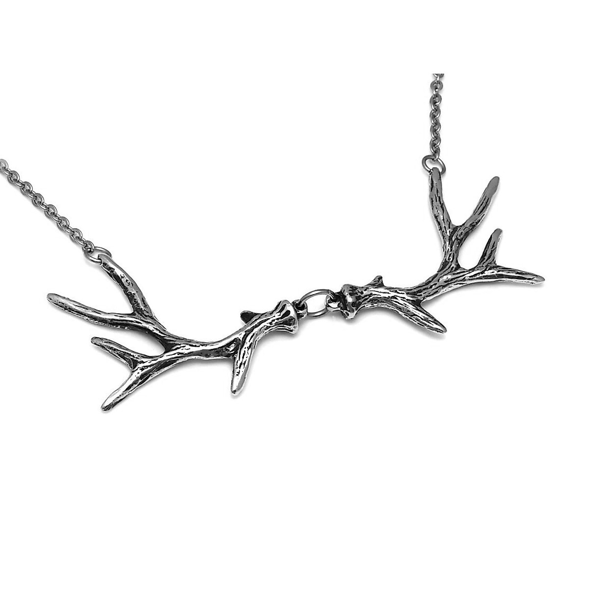 Deer Antler Choker Necklace in Pewter