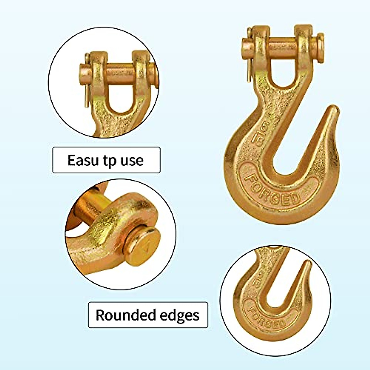 Towmavin 5/16"Clevis Hook(4Pack) Pin Clevis Rigging Tow Transport Truck Trailer Hook 5400 Lbs Working Load Limit