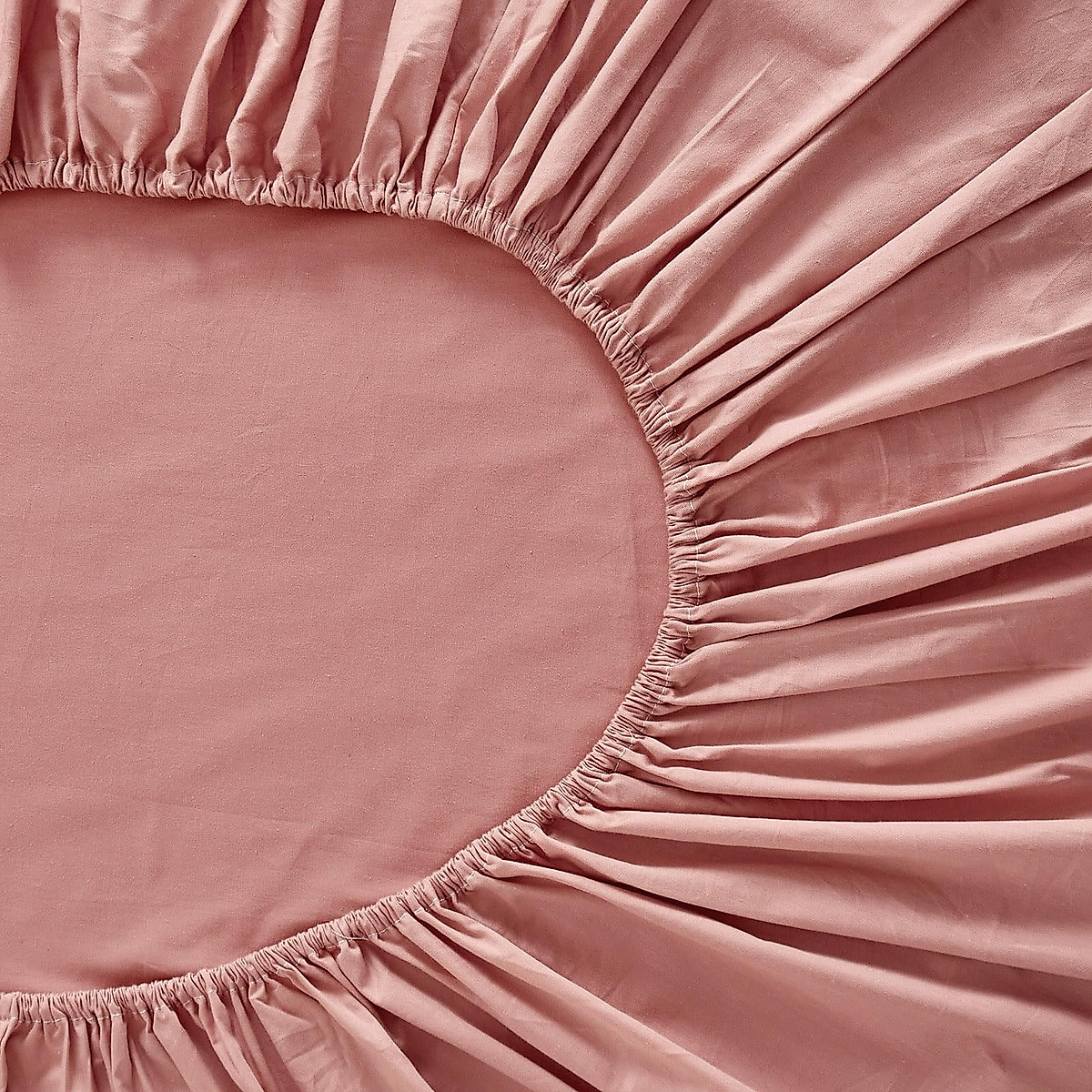 Twin Fitted Sheet Only,100% Cotton Blush Pink Bottom Sheet with 15" Deep Pocket,Comfortable and Breathable Mattress Cover for Girls Women