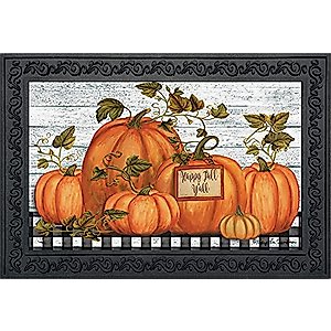 Briarwood Lane Happy Fall Y'all Pumpkins Primitive Doormat Autumn Indoor Outdoor 30" x 18"