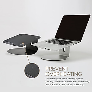 POUT Eyes 4 Metal Laptop Stand with 360 Rotating Base & Built-in Cable Ring — Ergonomic Aluminum Computer Riser for Laptop 10 to 17 Inches — for Apple Mac MacBook Air Pro HP LG Dell Sony