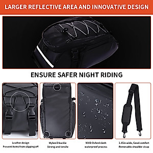 SIHEJA Bike Bag, Waterproof bike rear rack Bag, Bicycle Trunk Storage Carrier, Bicycle Rack Rear Carrier Bag, Commuter Bike Luggage Bag, Adjustable Shoulder strap, and Reflective Trim