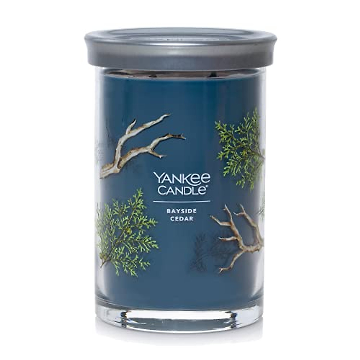 Yankee Candle Bayside Cedar Scented, Signature 20oz Large Tumbler 2-Wick Candle, Over 60 Hours of Burn Time