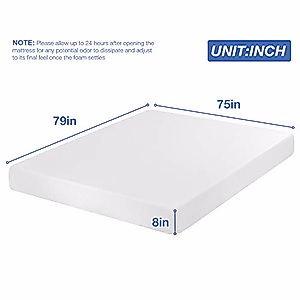 King Mattress, 8 Inch Gel Memory Foam Mattress for Cool Sleep & Pressure Relief, Medium Firm Mattresses/CertiPUR-US Certified/Bed-in-a-Box, King