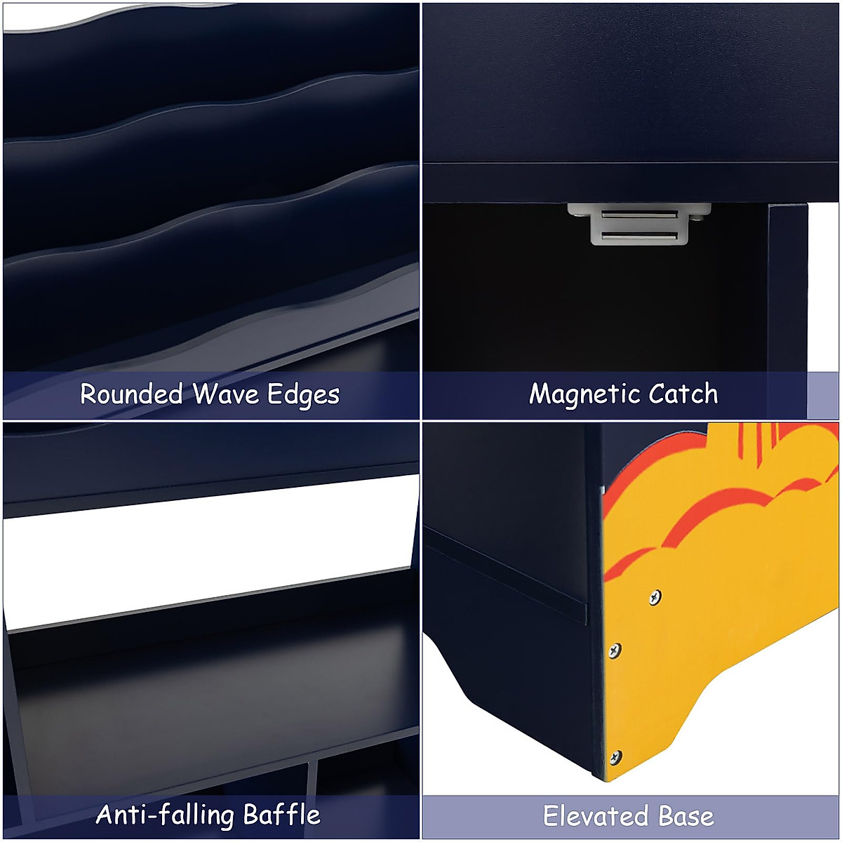 Costzon Kids Bookshelf and Toy Storage Organizer, Multifunctional Children’s Bookcase with 3 Tier Montessori Shelf, Toddler Book and Toy Storage Cabinet for Playroom, Bedroom, Nusery (Blue Space)