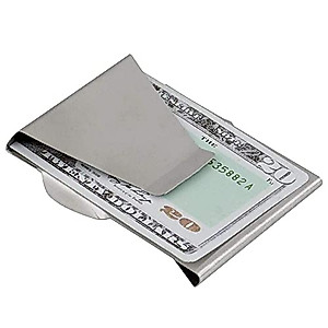 LEEMASING Slim Clip Double Sided Money Clip Credit Card Holder Wallet Stainless Steel For Husband Dad Wife (Silver)