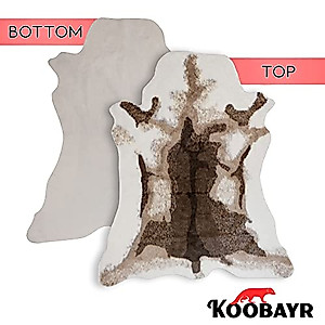 KOOBAYR Faux Cowhide Rug 5x6 feet - Cow Print Rug - Synthetic Cowhide and Western Decor Rug - Cow Rugs for Living Room Bedroom & Office Machine Washable Rug