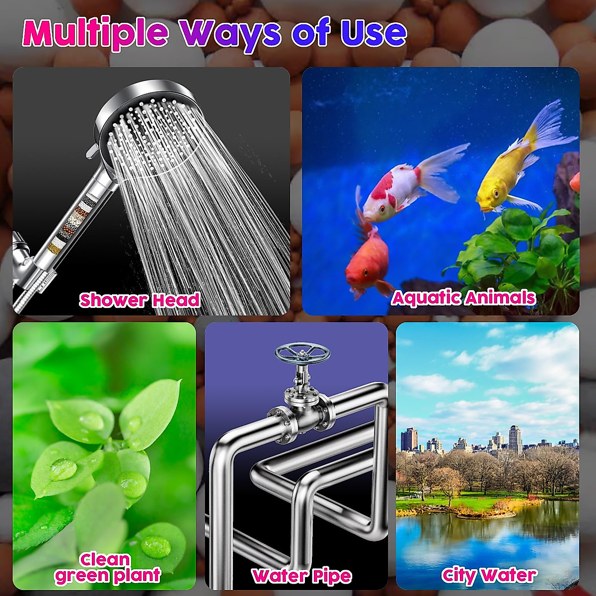 Shower Filter Replacement, Replacement Anion Mineral Bead Stone Ball, 3 Pack Mineral Stone Bead, Filtration Stone Bead Ball for Filtered Shower Head