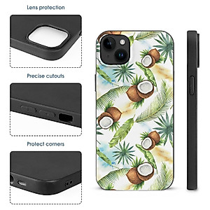 Niapessel Compatible with iPhone 15 Plus Case Coconut and Palm Trees Print Shockproof Protective Phone Cases Slim Thin Cover TPU for Women Men Boys Girls