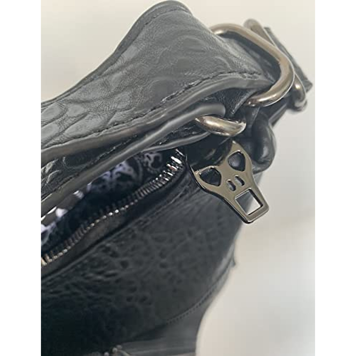 Downupdown Women Handbag Print Shoulder Bag Skull Rivet Crossbody Satchel Messenger Large Tote Purse Handbag (Black1)