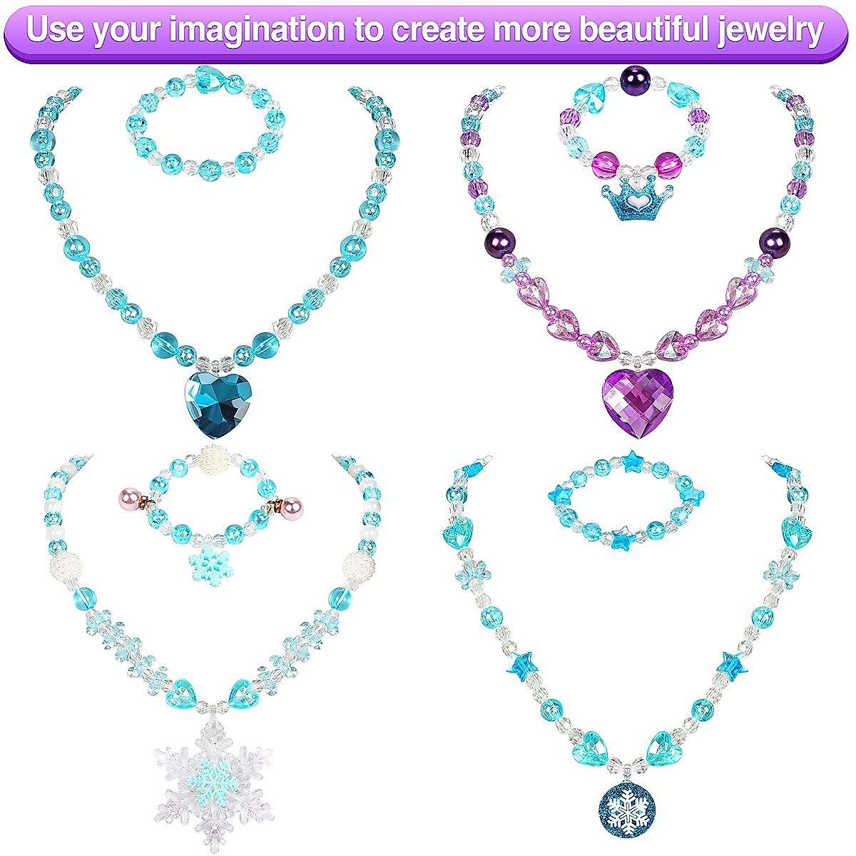 G.C Princess Bead Jewelry Making Kit Necklace Bracelet Ring Making Supplies Kids Creativity DIY Beading Kits Art and Craft kit Toy Gifts for 3 4 5 6 7 8 9 10+ Year Old Girls(with Heart Box)