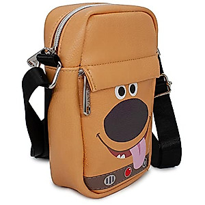 Buckle Down Disney Bag, Cross Body, Pixar, Up, Dug Smiling Face, Tan, Vegan Leather, Up