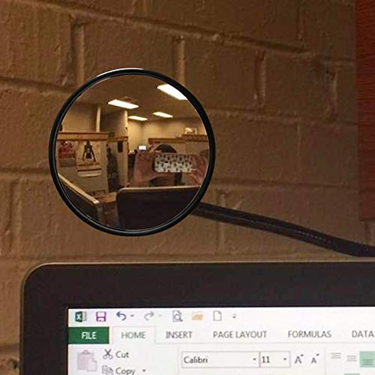 Ampper Glass Clip On Rear View Cubicle Mirror, Flexible Convex Security Mirror for Personal Safety Desk Rearview Monitors or Anywhere (3.75", Round)