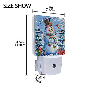 Wusikd Winter Snowman Night Light Set of 2 Snowflake Cardinal Bird Plug-in LED Nightlights Auto Dusk-to-Dawn Sensor Lamp for Bedroom Bathroom Kitchen Hallway Stairs Decorative