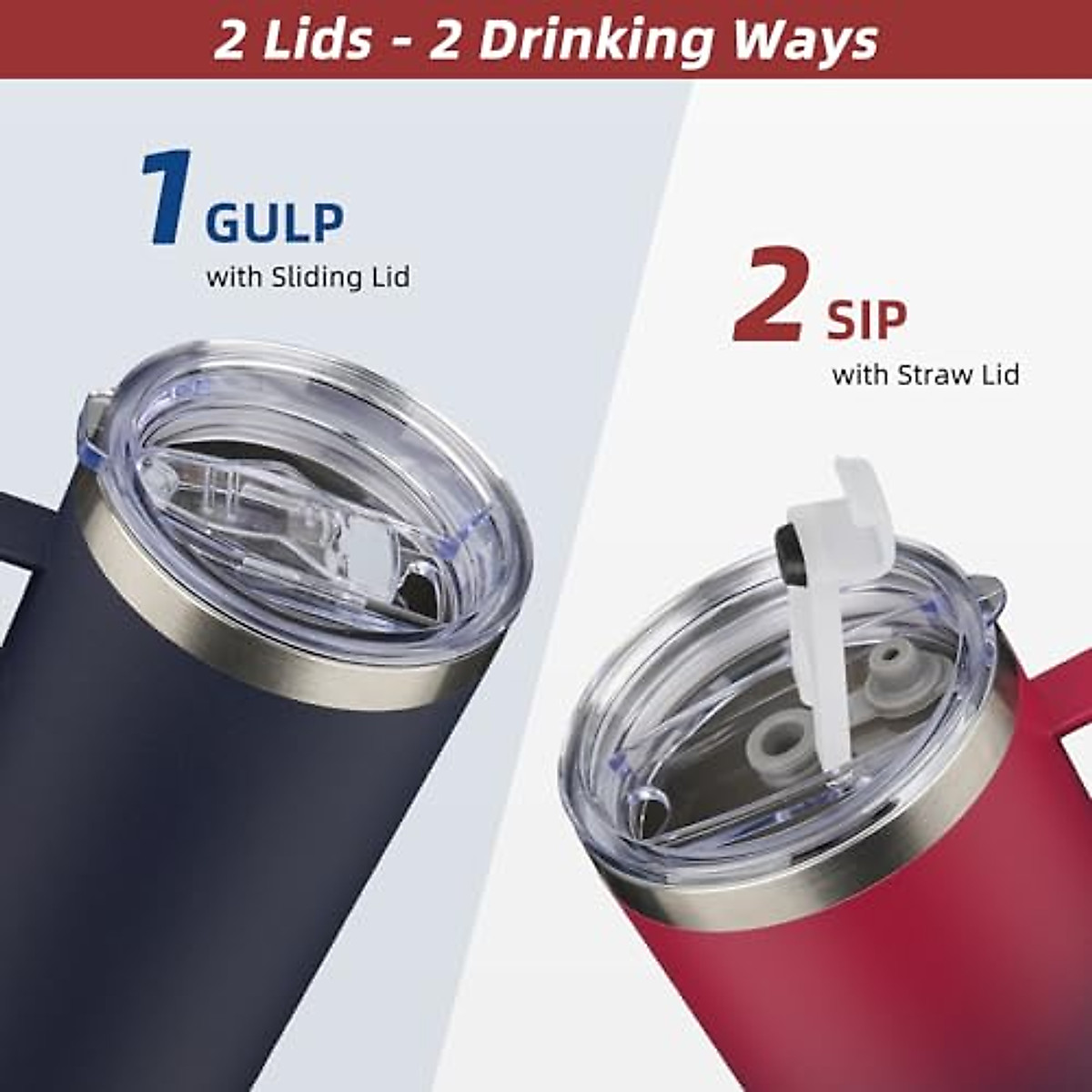 BJPKPK Insulated Coffee Mug with 2 Lids, 25oz Stainless Steel Insulated Tumbler with Handle, Double Wall Vacuum Coffee Cup, BPA Free Leak Proof Thermos for Travel & Home, Navy Blue