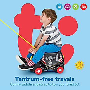 Trunki Ride-On Kids Suitcase | Tow-Along Toddler Luggage | Carry-On Cute Bag with Wheels | Kids Luggage and Airplane Travel Essentials: Pedro Pirate Ship Black