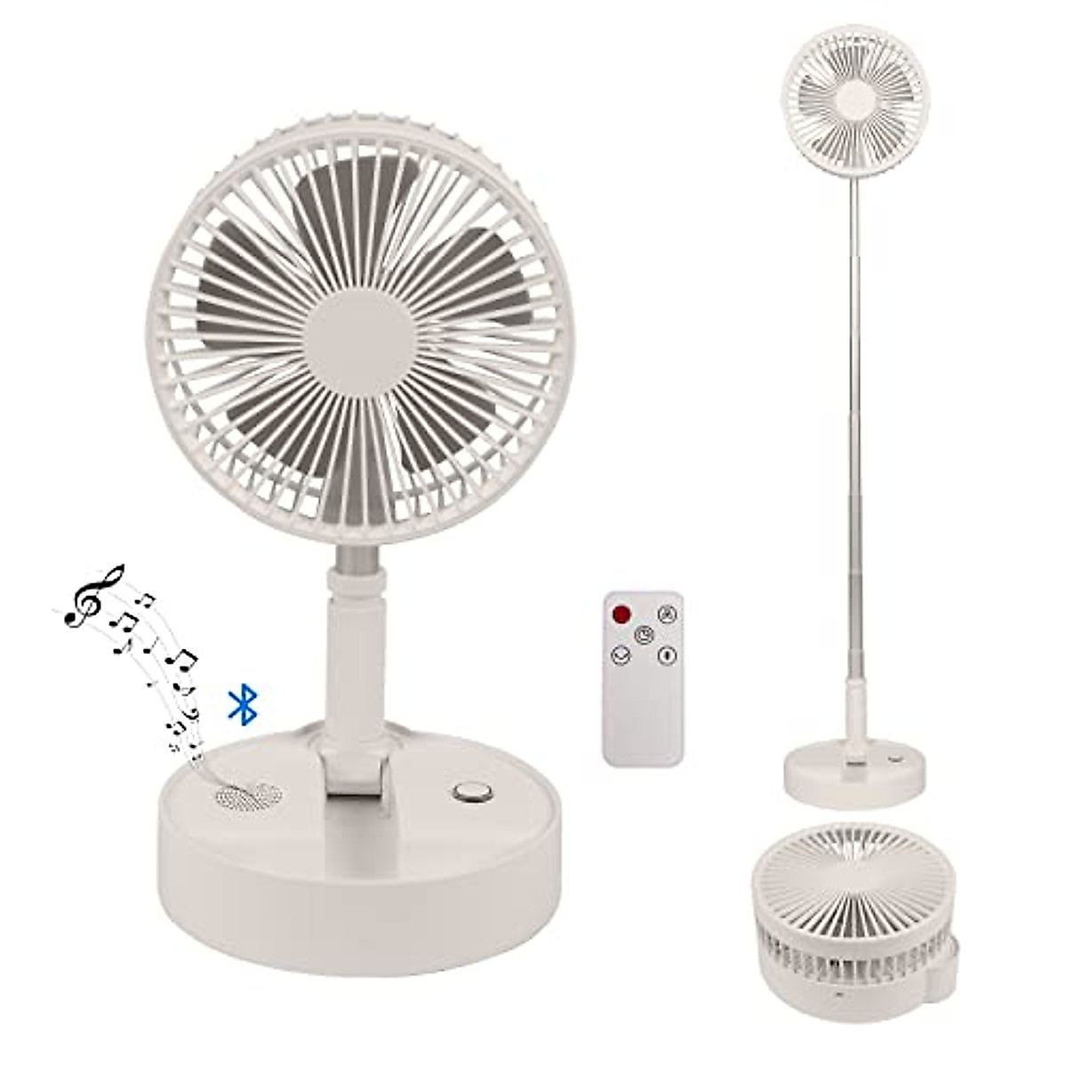 BIGTREE Portable Standing Fan with Remote Controller,8 inch USB Desk Fan,Adjustable Height,Quiet Foldable Floor Fan,Telescopic Pedestal Fans for Personal Bedroom Office Fishing Camping (Oscillating)